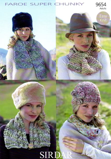 Cottontail Crafts - Knitting Pattern 9654 - Hats & Scarves in Sirdar Faroe Super Chunky wool & yarn